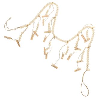 Cabilock H&ouml;lzerne Fotogirlande mit Perlen und Clips Dekorativer Wandhalter f&uuml;r Fotos Kinderfreundliche Kunstpr&auml;sentation Nat&uuml;rliche Holzperlen Vielseitiger Bil