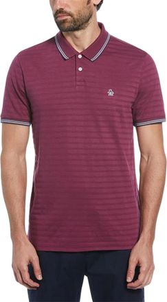 Original Penguin Poloshirt f&uuml;r Herren, Mit kontrastfarbenen Streifen, Regul&auml;r (Amarant)