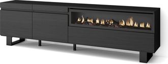 Skraut Home Skraut Home Mobile Tv Soggiorno Ampio Spazio A Disposizione 200x57x35cm Per Tv Fino A 80 Camino Elettrico Design Industriale Stile Moderno Nero