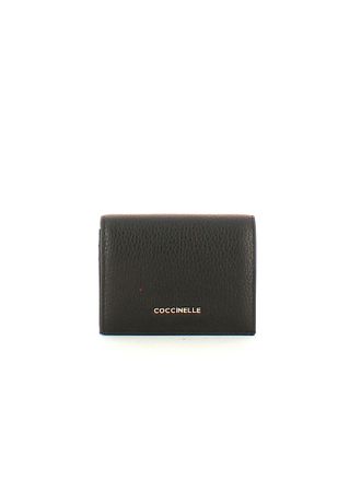 Coccinelle Metallischer Soft-Kartenhalter aus genarbtem Leder