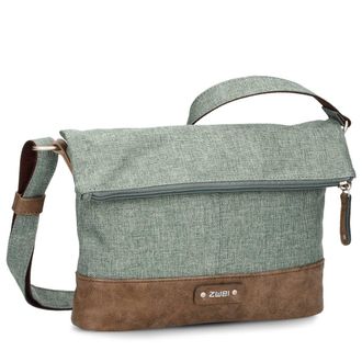 zwei Damen Rolltop-Handtasche Olli OT6 Umhängetasche 2/4 Liter klassische Crossbody Bag wasserabweisend robust strapazierfähig Bicolor Design Schultertasch