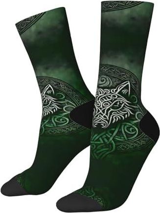 Generic Noeud Irlandais Celtique Avec Loup Femme Homme Socquette DÉquipage Poids Léger Socquette De Marche Respirant Chaussette De Course Pour Intérieur March