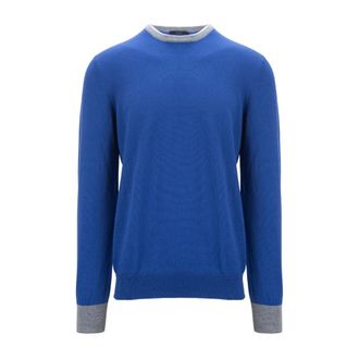 Fay Herren Wollpullover mit Ellbogen-Patches - - Knitwear - Herren - Blau - 3XL