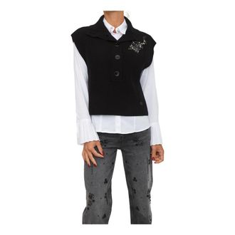 Liu Jo Strickweste mit Strasssteinen - - Knitwear - Damen - Schwarzk - XS