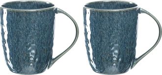 Leonardo Leonardo Matera Keramik-Tassen 2-er Set, sp&uuml;lmaschinengeeignete Kaffee-Tassen, 2 mikrowellenfeste Tee-Tassen, Becher mit Glasur, blau 430 ml, 026996