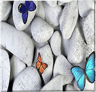Homemania HM20KNV60x60-6 Schmetterlings-Tafel mit Tiermotiven für Wohnzimmer, Schlafzimmer, Mehrfarbig, Polyester, Holz, 60 x 3 x 60 cm