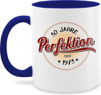 Shirtracer Tasse Tassen 325ml - 50. Geburtstag - F&uuml;nfzig Jahre Perfektion 1975 I - 325 ml - Dunkelblau - geburtstags-tasse 50 50.geburtstag 50- milchkaffeetassen