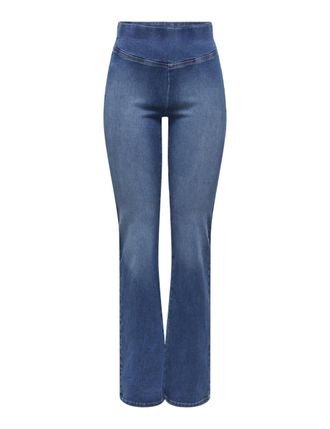 Only Carmakoma Damen Carroyal Mid Waist Flared Legging, Medium Blue Denim, 46W x 32L