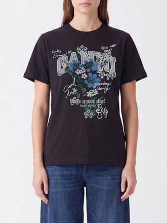 Ganni T-shirt en coton biologique &agrave; imprim&eacute; floral et logo graffiti