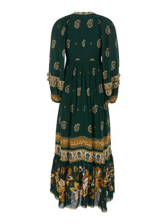 Farm Rio Womens Long Dress Ayla Green Viscose