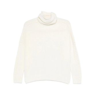 Kujten Wei&szlig;er Zopfmuster Rollkragenpullover - - Knitwear - Damen - Wei&szlig; - S