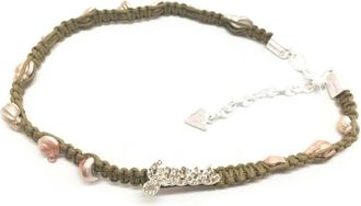 Guess Femme, Accessoires, Vert, Taille: ONE Size Collier Textile avec Accents