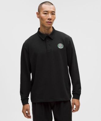 lululemon Polo de rugby &agrave; manches longues Tennis Club pour Hommes - Noir - Taille 2XL