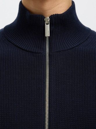 Selected Strickjacke SLMDANE LS KNIT STRUCTURE FULL ZIP NOOS Baumwolle, regular fit