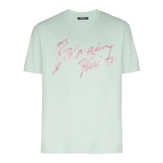 Balmain Homme, Tops, Vert, Taille: M T-shirt en coton imprim&eacute;