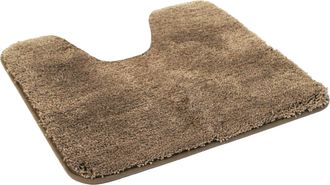 Kinzler J-10002/52 hochwertige Mikrofaser Badematte Uni mit Ausschnitt 50x55 cm, flusenfrei, pflegeleicht, braun