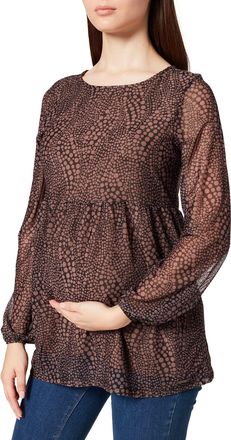 Esprit Damen ls AOP T-Shirt, Brown-210, XS
