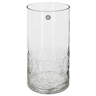 Atmosphera Atmosphera - Vase Cylindre - Verre craquel&eacute; - H30 cm - Transparent