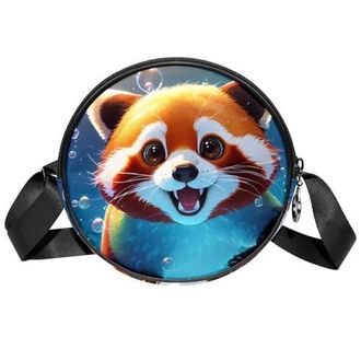 Generic Sac &agrave; bandouli&egrave;re rond rond pour femme, petit sac &agrave; bandouli&egrave;re sous-marin avec fermeture &eacute;clair et bretelles r&eacute;glables