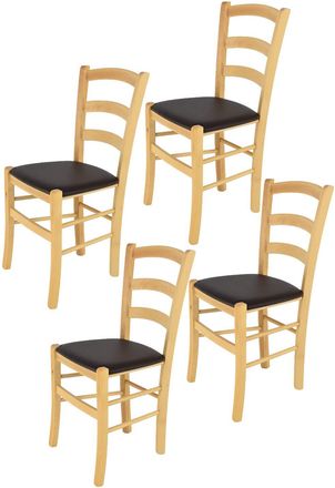 Tommychairs Tommychairs - 4er Set Stühle VENICE für Küche und Esszimmer, robuste Struktur aus lackiertem Buchenholz im Farbton Naturfarben und gepolsterte Sitzflä