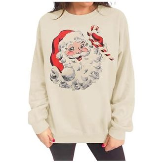 Generic Pull Moche Noël Femme Pull Noel Drole Sweatshirt a Manches Longues Et Col Rond Imprimé Noël Décontracté Et Tendance pour Femme