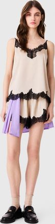Maje Top Satin Et D&eacute;tails En Dentelle - Beige - 0 - Maje