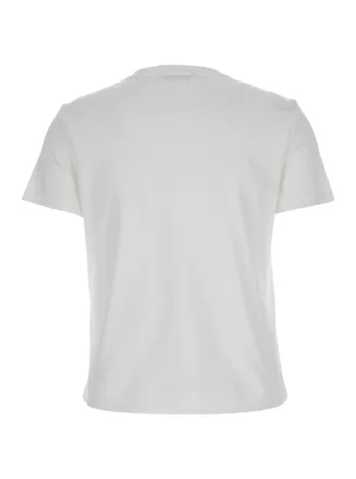 Max Mara Womens White Crewneck T-Shirt With Tonal Logo Cotton T-Shirts & Jerseys