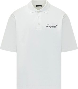Dsquared2 Homme, Tops, Blanc, Taille: 2XL Polo Coupe Tennis Signature