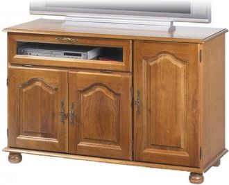 M&S Collection M&s - Meuble rack HiFi chêne 3 portes dessus relevable