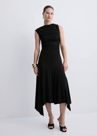 Mango Asymmetrisches A-Linien-Kleid schwarz - Damen - XS - MANGO