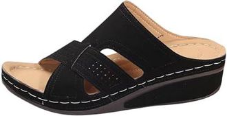 Generic Sandales &agrave; enfiler pour femme l&eacute;g&egrave;res &agrave; bout ouvert - Couleur unie - Respirantes - Tendance - Classique - Confortable - Coussin - Sandales compens&eacute;es 