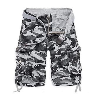 Generico Hommes Cargo Short Militaire Baggy Bermuda Pantalon Court &Eacute;lastique D&Eacute;t&eacute; Classique Short De Travail Camping Avec Cordon De Cordon Tactique Respirant C