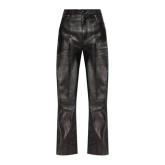 Balmain High-Waisted Leather Hosen - - Trousers - Damen - Schwarzk - S