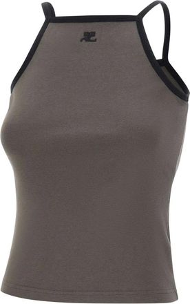 Courr&egrave;ges Femme, Tops, Gris, Taille: 42 FR Contrast Tank Top