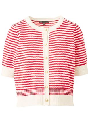 Adrianna Papell Strickjacke Short Sleeve Cardigan M&uuml;heloser, eleganter gestreifter Cardigan