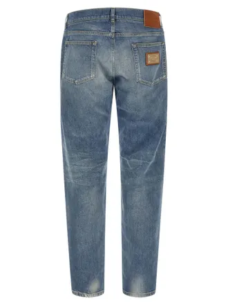 Dolce & Gabbana Mens Blue Cotton Straight-Leg Jeans Clothing