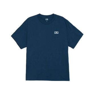 Obey Augen Druck Baumwoll T-Shirt Blau - - Tops - Herren - Blau - XL