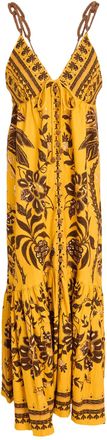 Farm Rio GOLDEN OASIS YELLOW SLEEVELESS MAXI DRESS