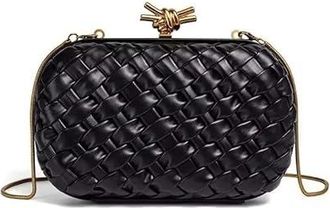 Generic Tejesa Sac de soirée avec chaîne et sac à bandoulière en cuir synthétique rigide Style vintage, noir, Medium, Décontracté