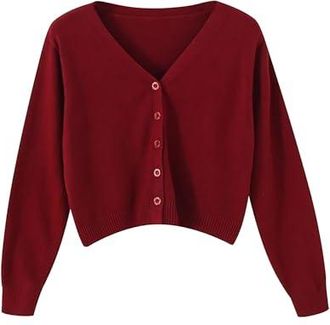 Generico Cardigan Femme Court Confortable D&eacute;contract&eacute; L&eacute;ger Cardigan &Eacute;l&eacute;gant Doux Respirant Veste en Tricot Bol&eacute;ro avec Boutons Golfino &agrave; Manches Longues Col e