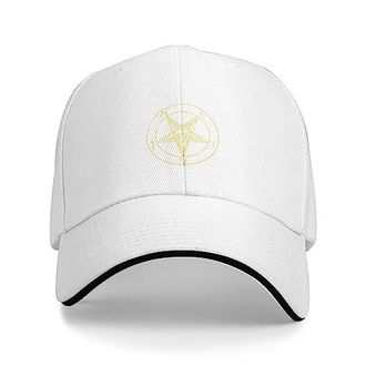 Generic Casquette Pentacle Inversé en Étain, Chèvre Satanique Casquettes Sport Unisexe Solaire Cap Anti-UV pour Extérieur Femme Homme