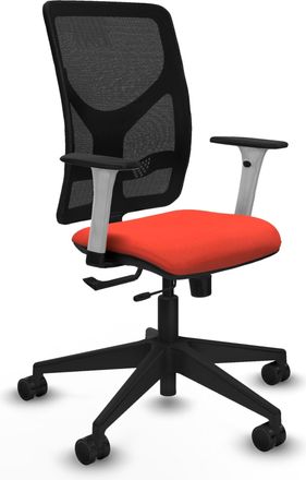 Piqueras y Crespo Arbeitsstuhl mit wei&szlig;en und schwarzen Armlehnen, h&ouml;henverstellbare Lendenwirbelst&uuml;tze, ausgestattet mit Syncro/Traslack und Schneideschaum, Schwarz/Du