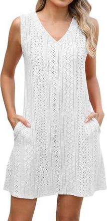 Generico Robe d&eacute;t&eacute; &eacute;l&eacute;gante et chic sans manches d&eacute;contract&eacute;e pour femme Robe courte &agrave; la mode mi-longue jusquau genou Robe de plage l&eacute;g&egrave;re et a&eacute;r&eacute;e, blanc, XX