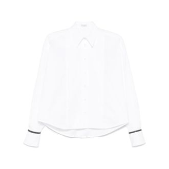 Brunello Cucinelli Femme, Blouses et Chemises, Blanc, Taille: 40 FR Chemise Blanche à Col Classique avec Détail Pintuck