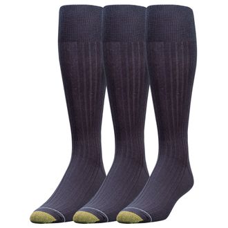 Gold Toe Herren Canterbury Over-the-Calf Dress Socken, 3 Paar, Marineblau, Einheitsgre