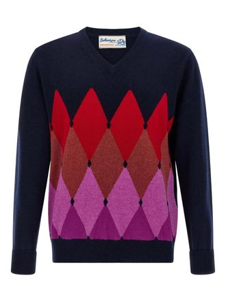 Ballantyne Kaschmirpullover mit Argyle-Muster - Blau
