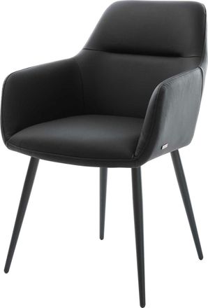 DELIFE Polsterstuhl Pejo-Flex 4-Fu&szlig; konisch Schwarz Echt-Leder Schwarz Taschenfederkern