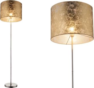 Globo Lighting Stehlampe mit goldfarbenem Textil Lampenschirm - Stoffschirm 40 cm - Modern Wohnzimmer Gold Stehleuchte (Wohnzimmerlampe Schlafzimmerlampe H&ouml;he 160 cm