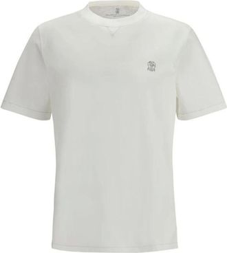 Brunello Cucinelli Homme, Tops, Blanc, Taille: XS T-shirt classique en coton