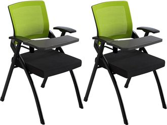 Generic 2-teiliger faltbarer Schülerstuhl mit beigefügtem Schreibtisch, stapelbarer Bürostuhl mit Netzrücken für Schule Warte- und Trainingsraum, Erwachsener 